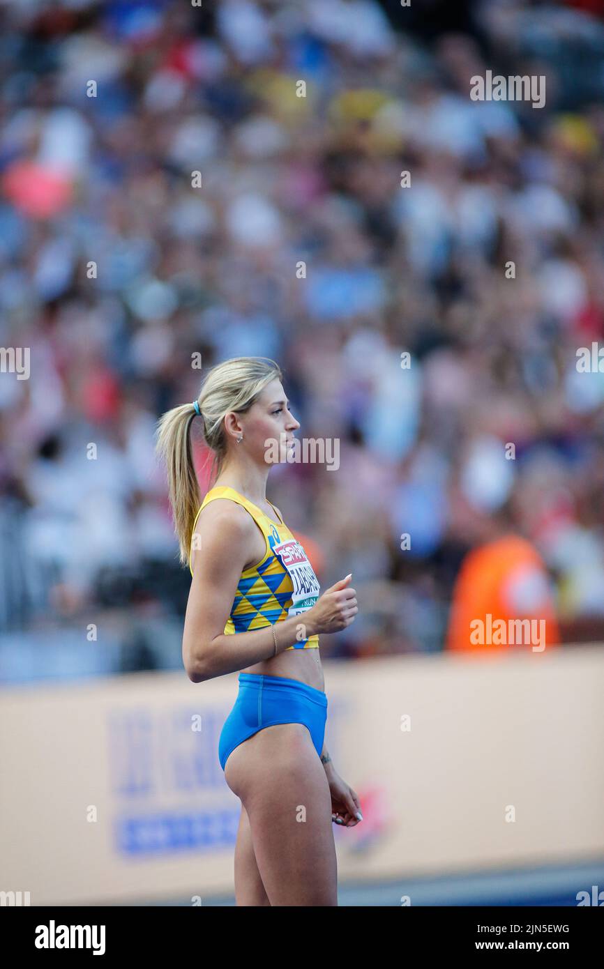 Kateryna Tabashnyk participating in the high jump at the European ...