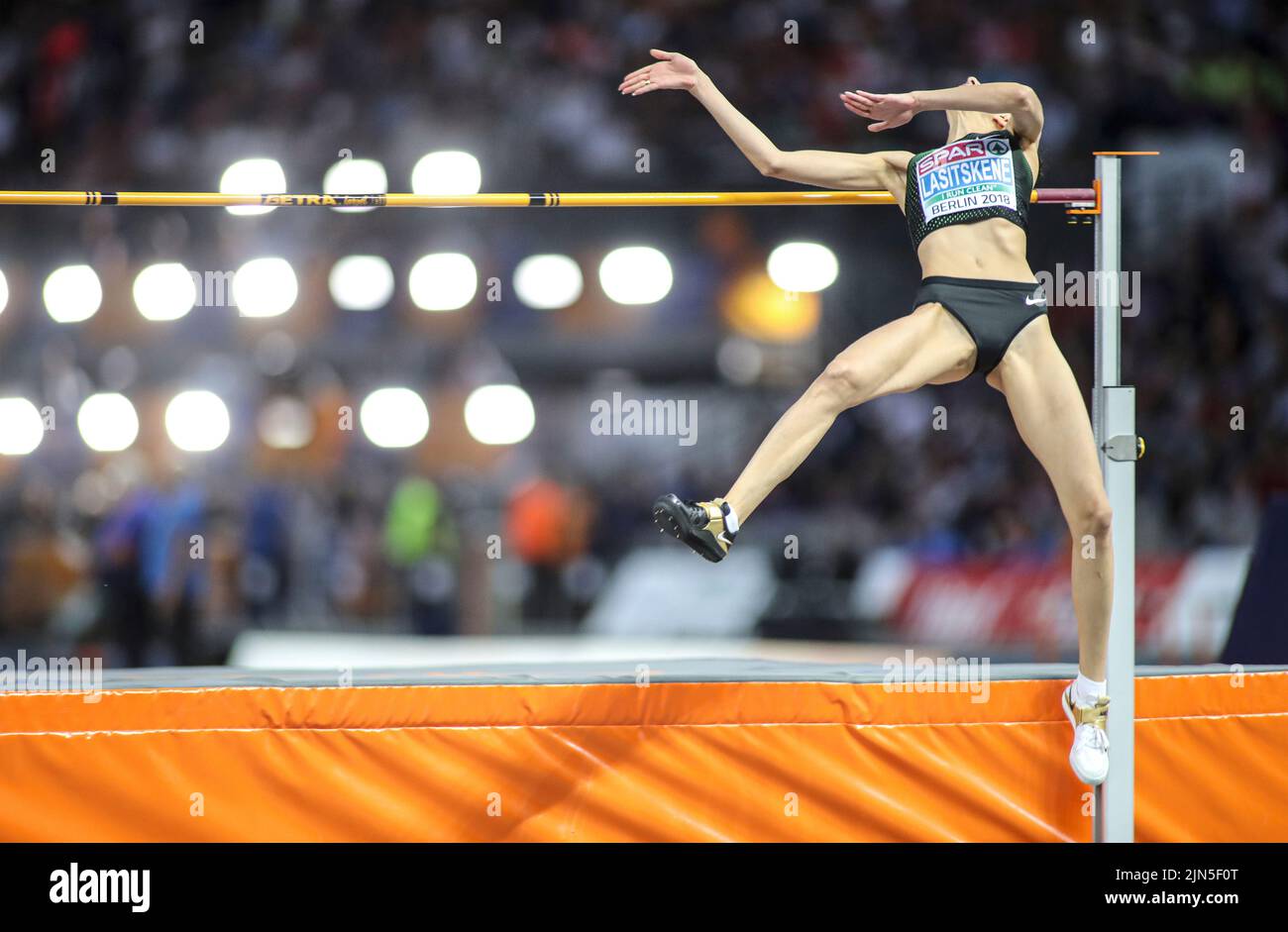 Mariya Lasitskene participating in the high jump at the European ...