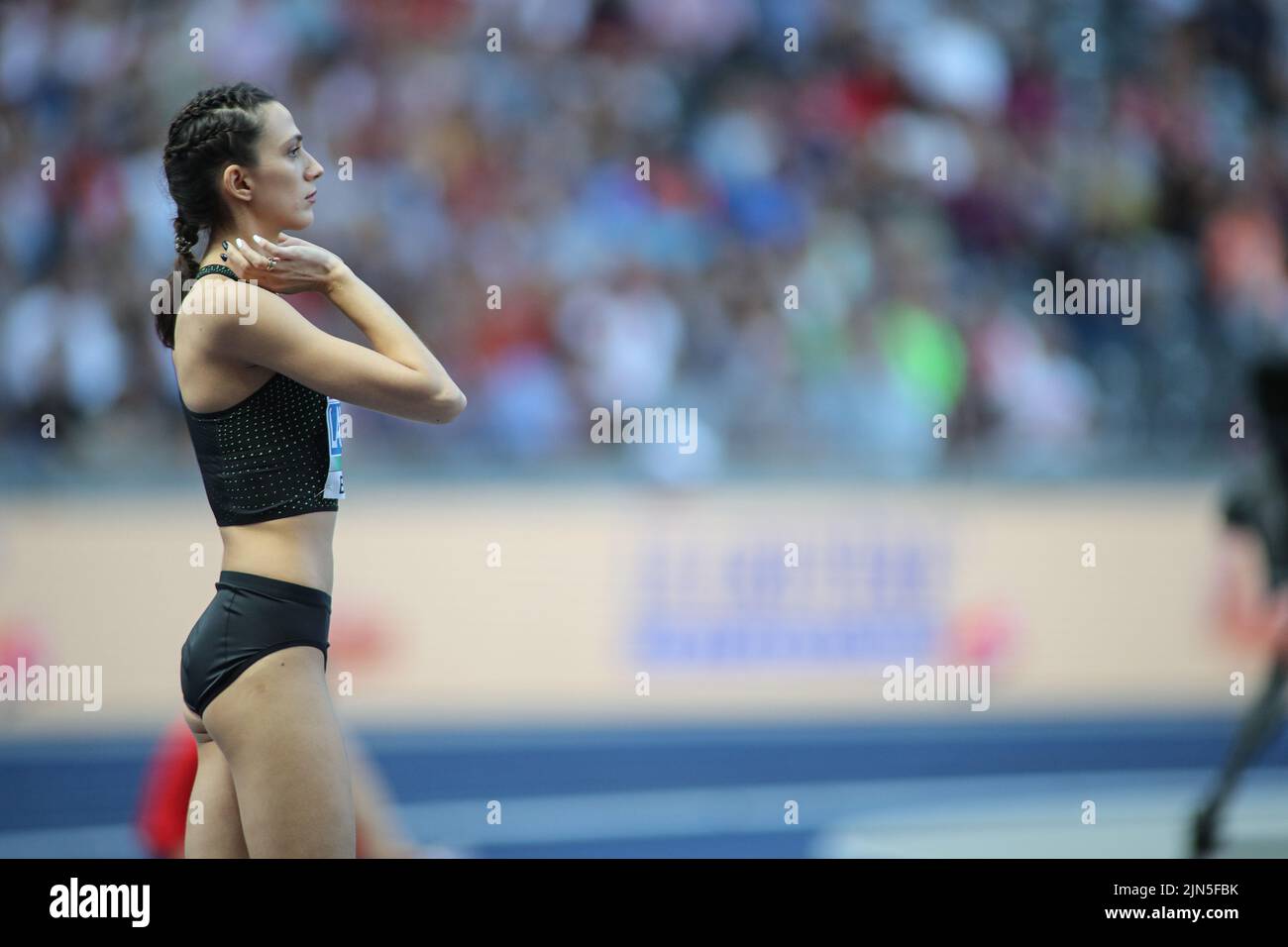 Mariya Lasitskene participating in the high jump at the European ...