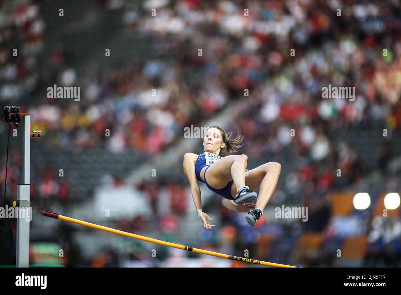 Ana Šimić participating in the high jump at the European Athletics ...