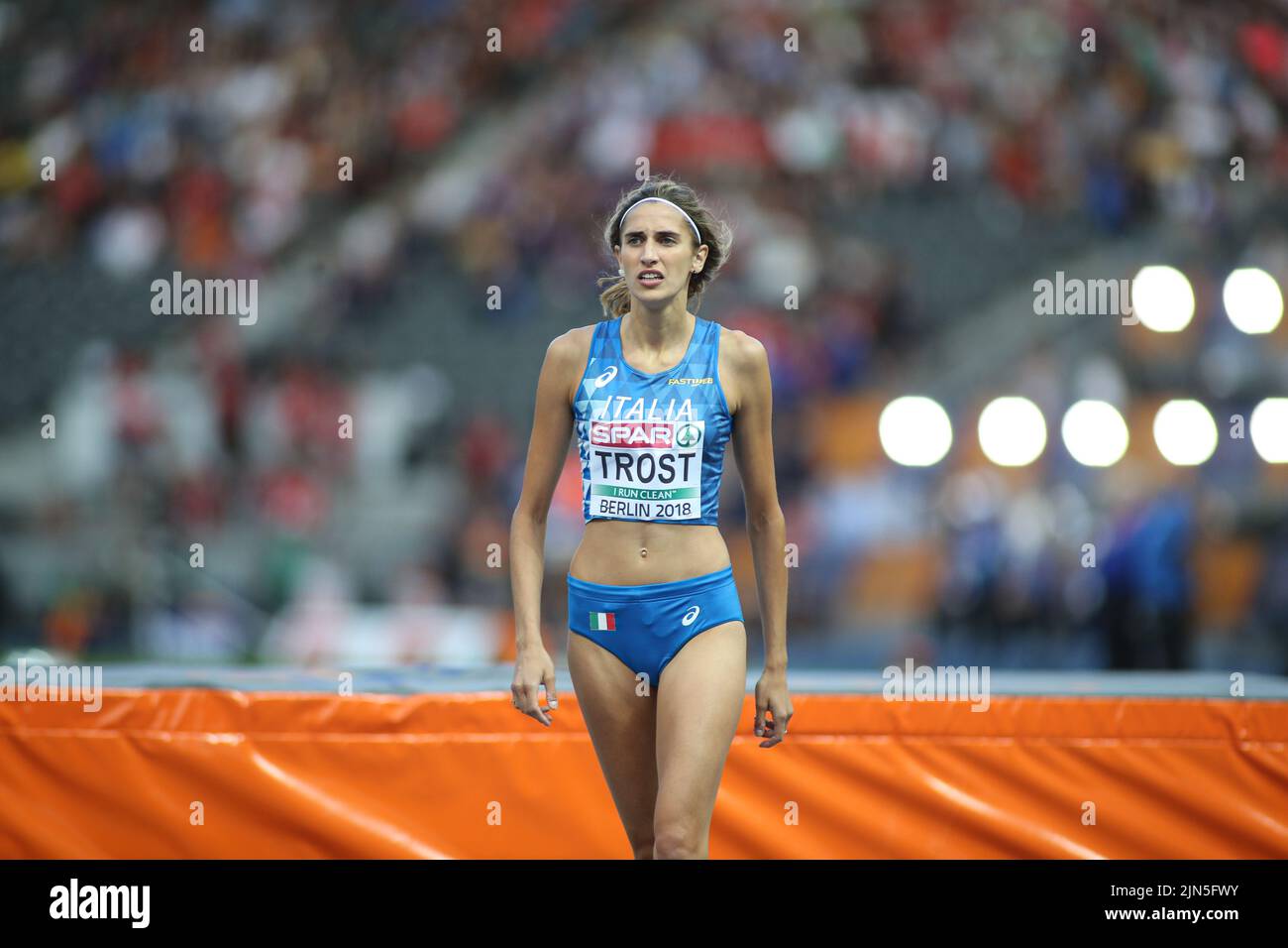 Alessia Trost participating in the high jump at the European Athletics ...