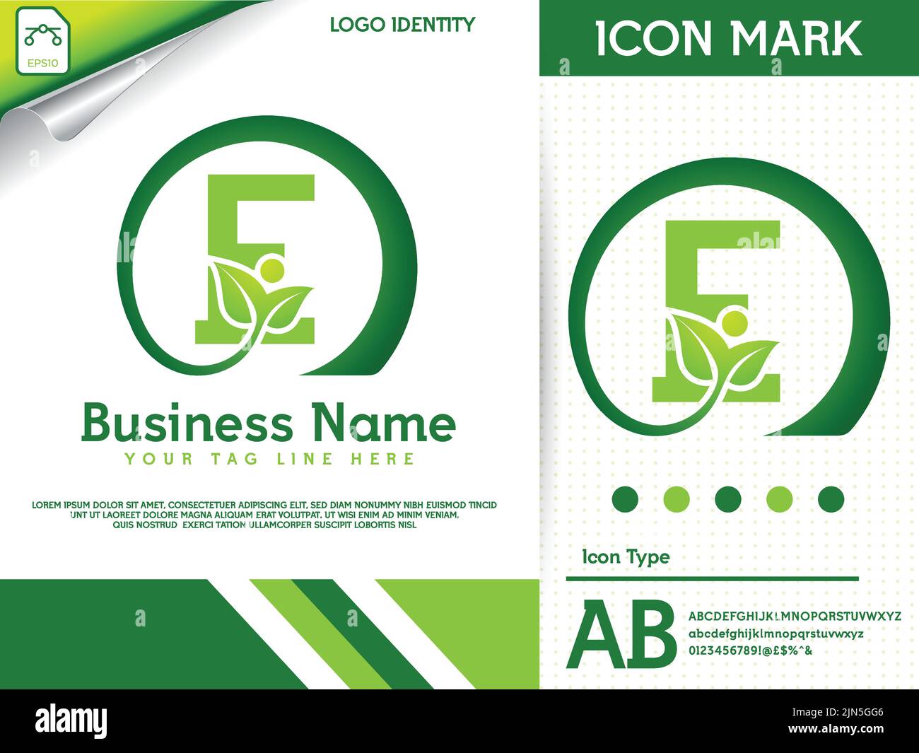 Natural letter e with leaf colorful logo template Stock Vector Image ...