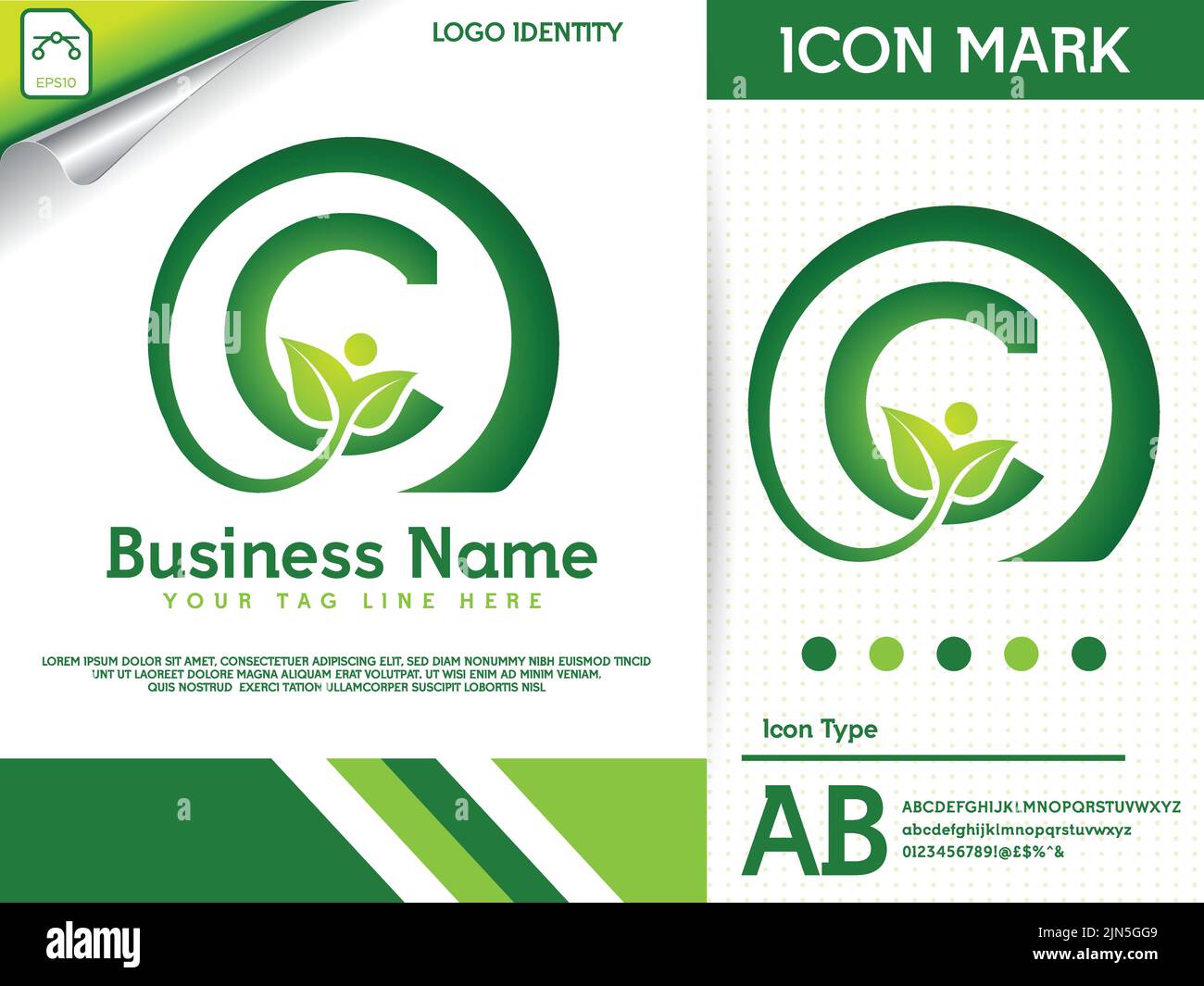 Natural letter c with leaf colorful logo template Stock Vector Image ...