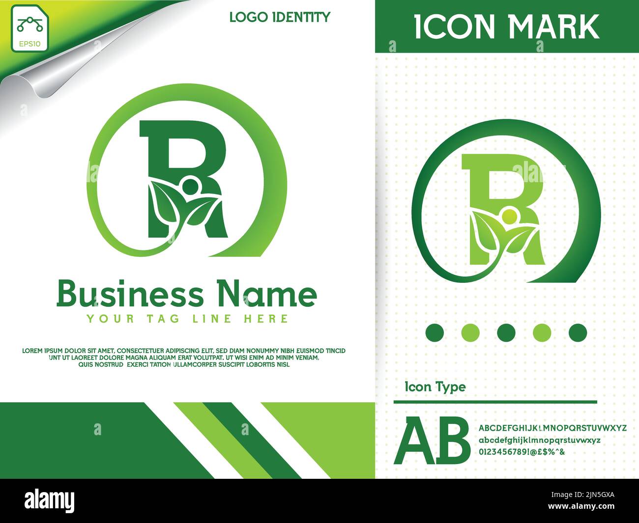 Natural letter r with leaf colorful logo template Stock Vector Image ...