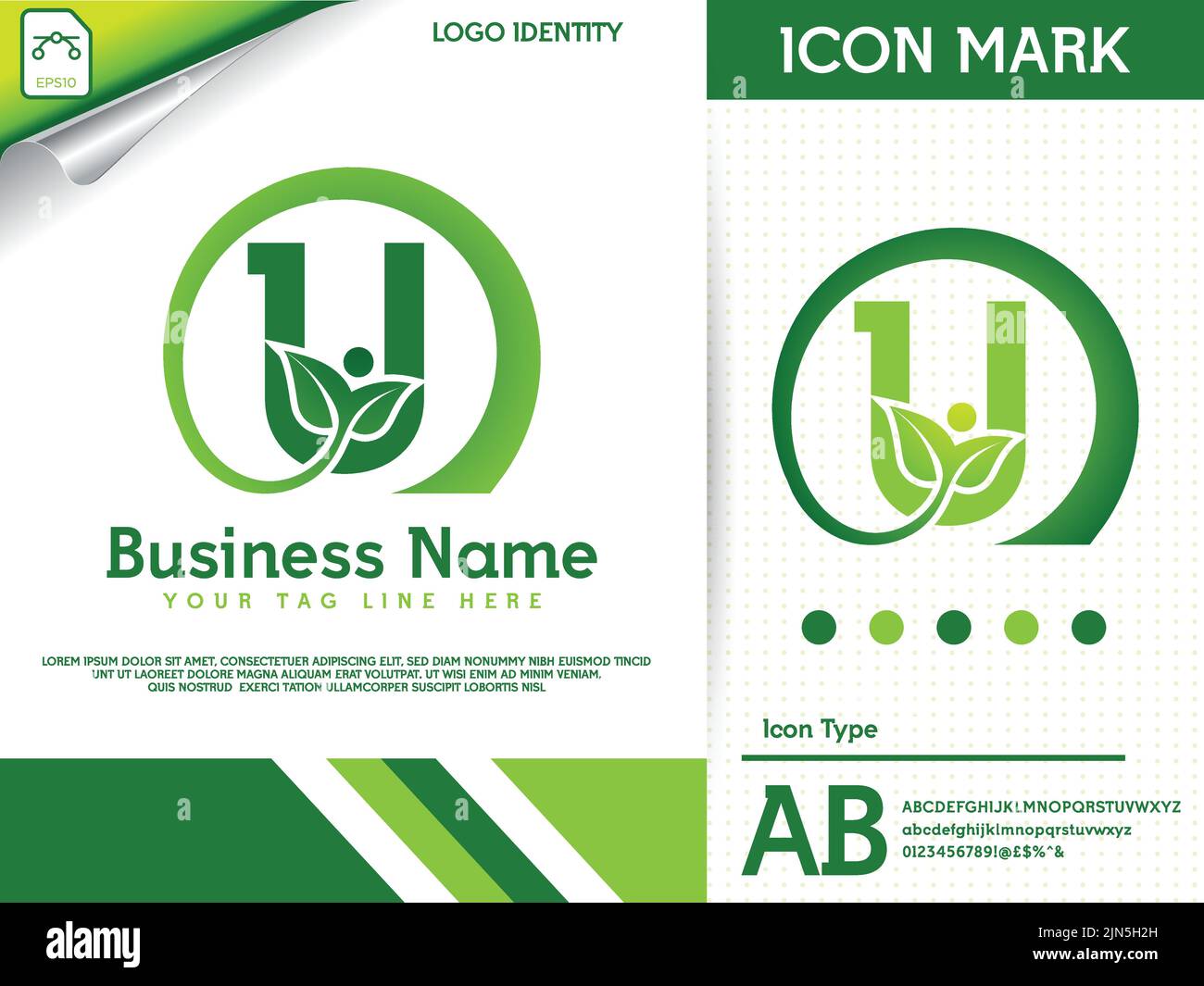 Natural letter u with leaf colorful logo template Stock Vector Image ...