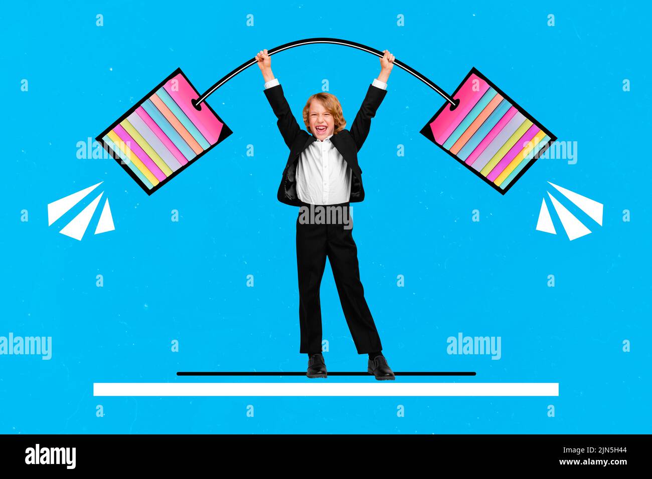 Photo sketch graphics artwork picture of strong funny little child ...