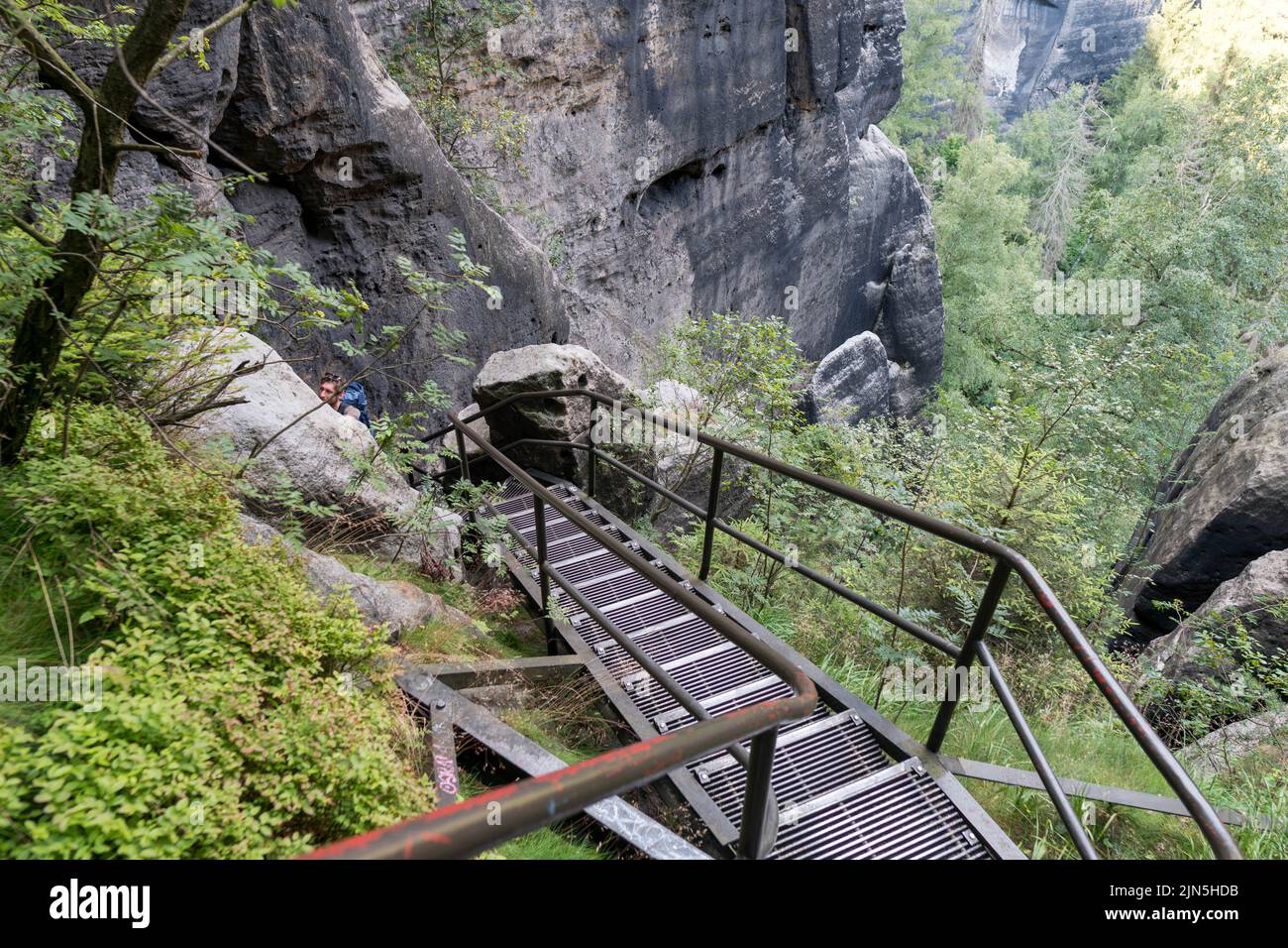 Saxon Switzerland uphill stairs, Germany Stock Photo - Alamy
