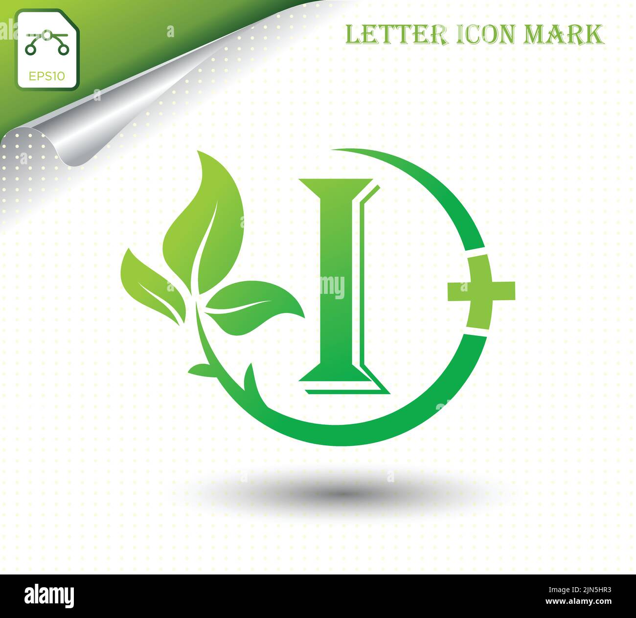 letter I with green leaf vector template Stock Vector Image & Art - Alamy