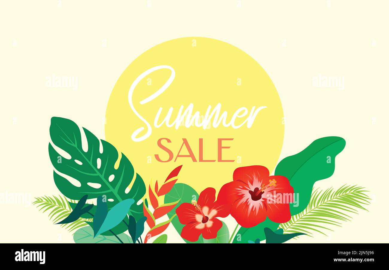 Summer sale, summertime or summer holiday background vector template ...