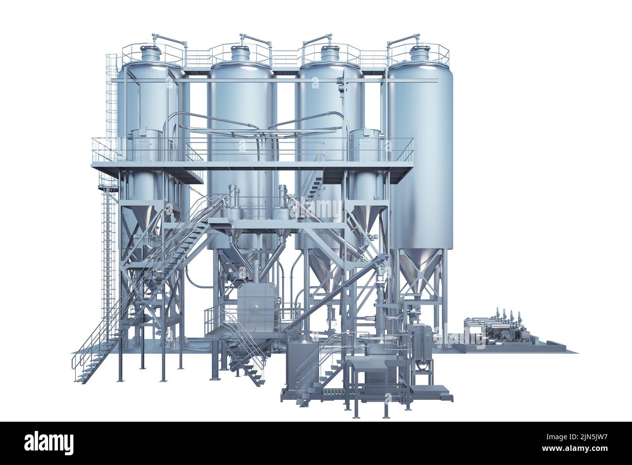 row of silo towers isolated on white. 3d rendering Stock Photo - Alamy