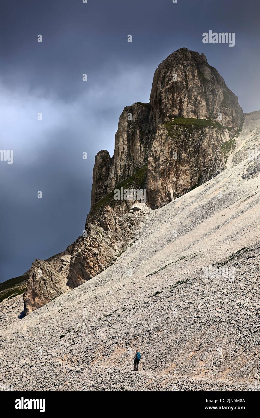 A male hiking in the Sar mountain national park in Macedonia Stock ...