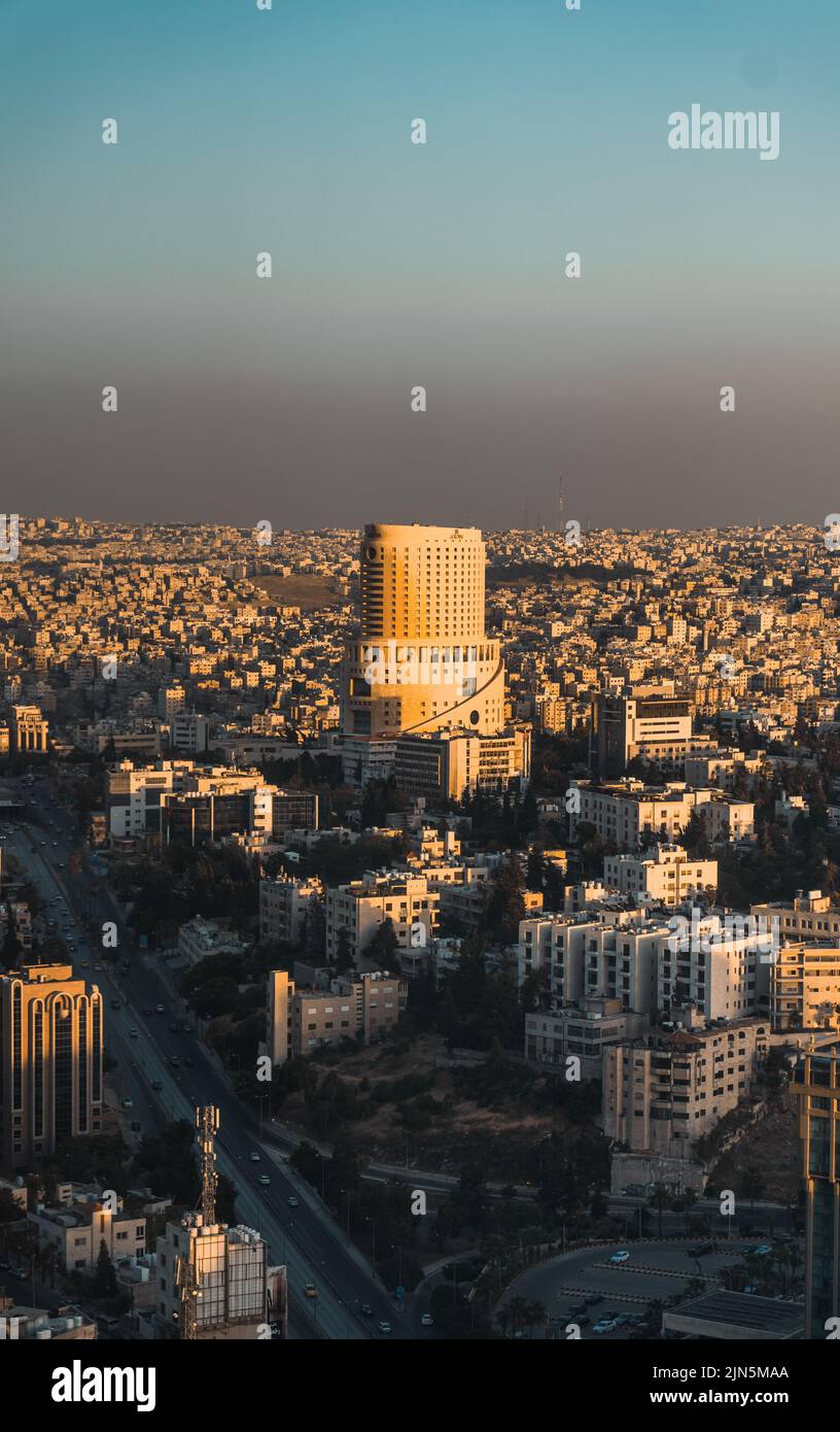 A vertical aerial view of the buildings of Amman, Jordan Stock Photo ...