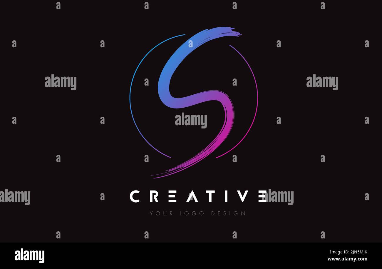 Creative Colorful S Brush Letter Logo Design. Artistic Handwritten ...