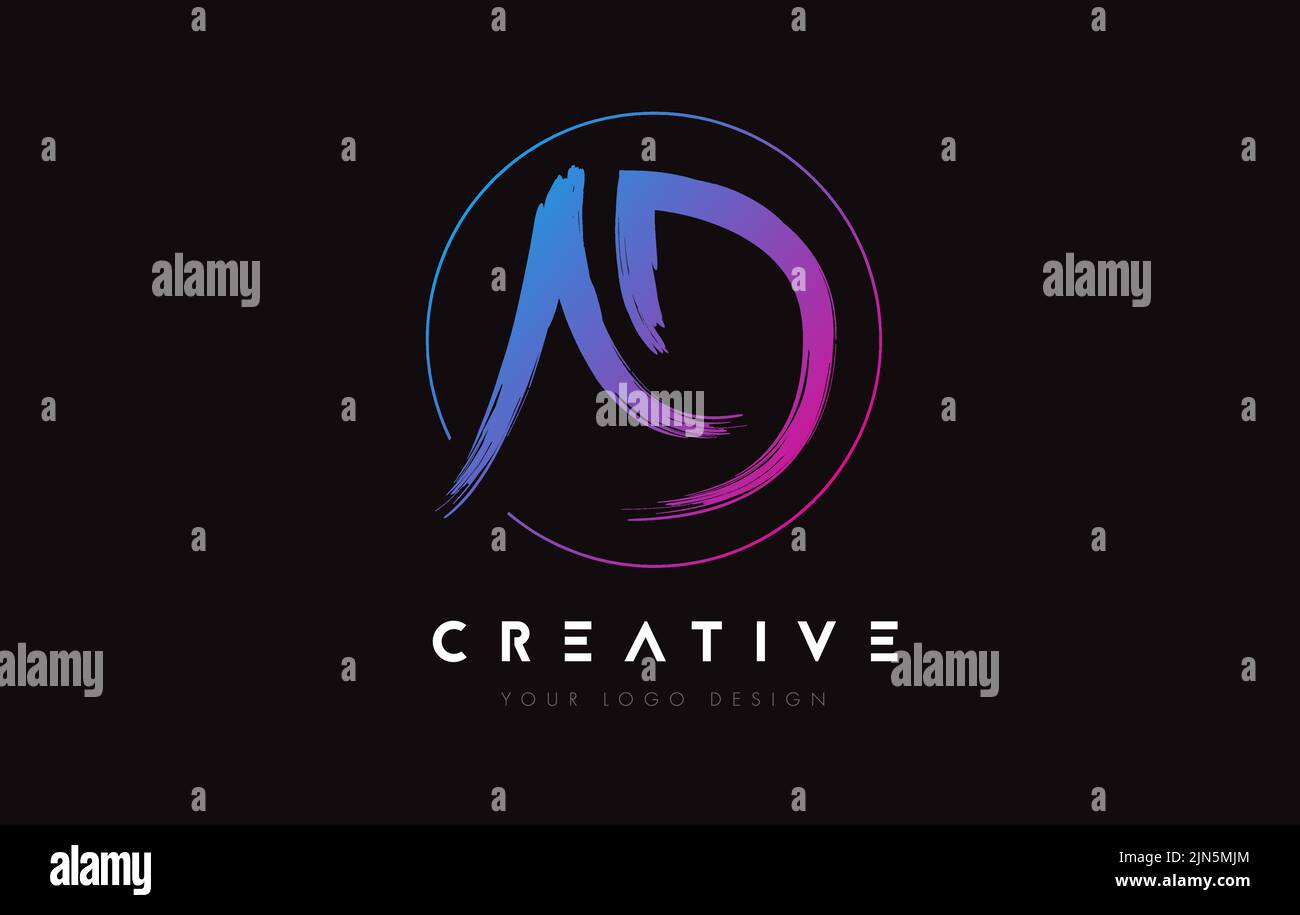 Creative Colorful AD Brush Letter Logo Design. Artistic Handwritten ...