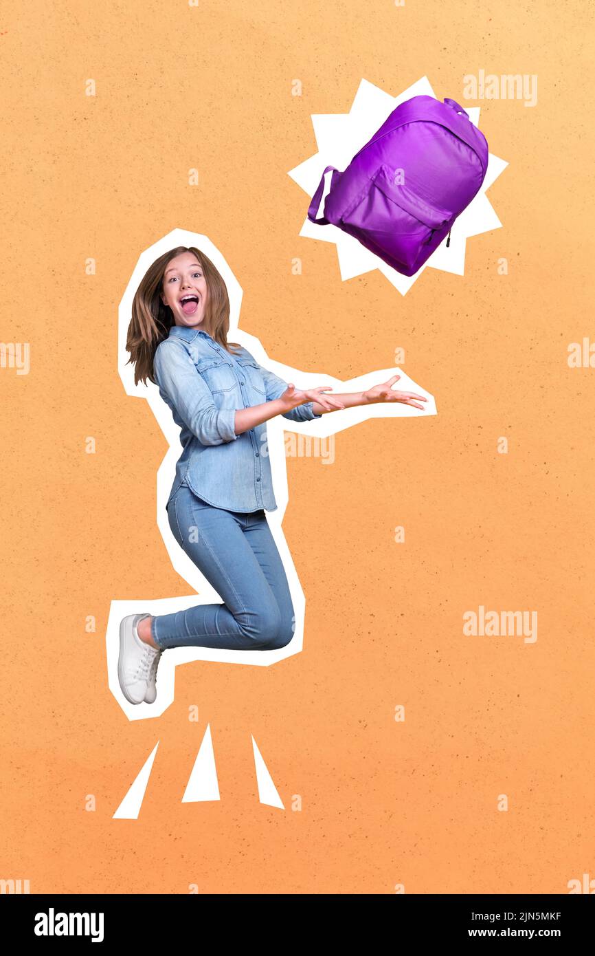 Creative abstract template graphics image of small kid throwing ...