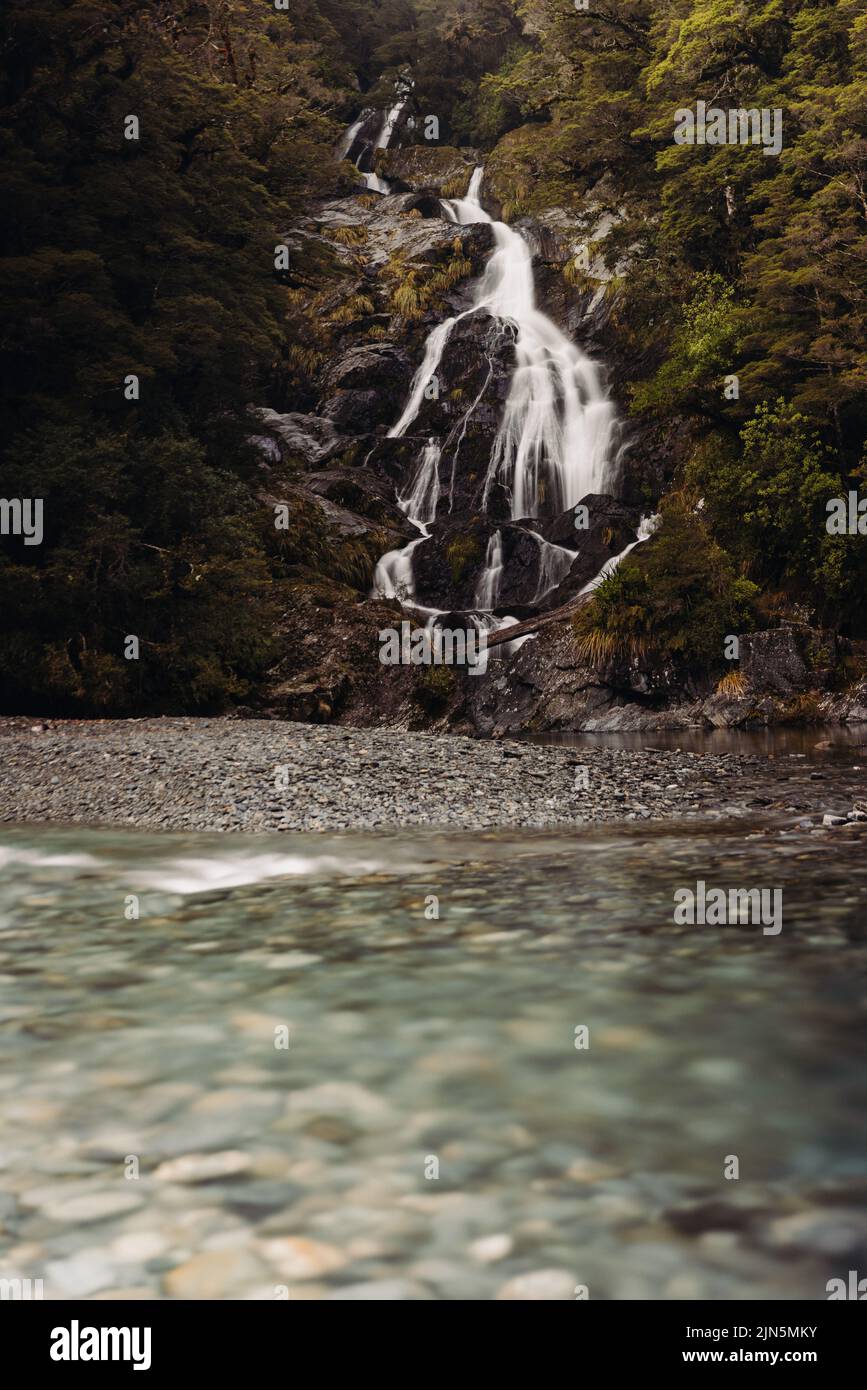 Fantail Falls, Mt Aspiring National Park, New Zealand Stock Photo - Alamy