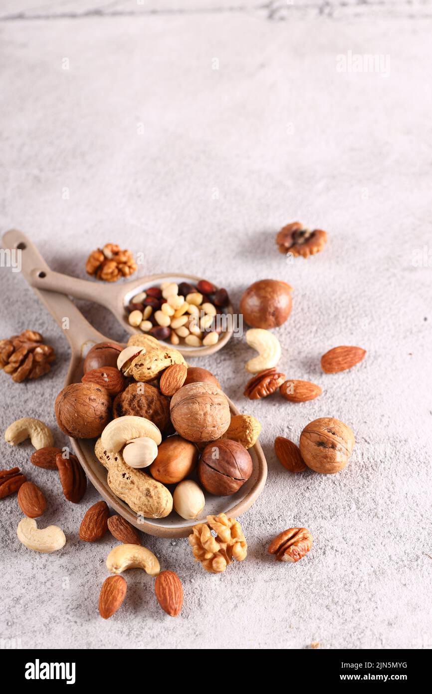 natural mix nuts, peeled and whole Stock Photo - Alamy
