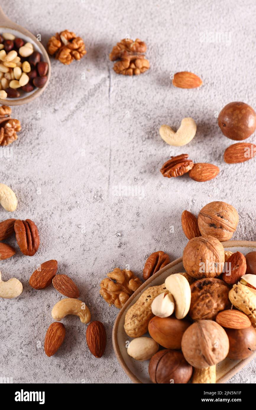 natural mix nuts, peeled and whole Stock Photo - Alamy