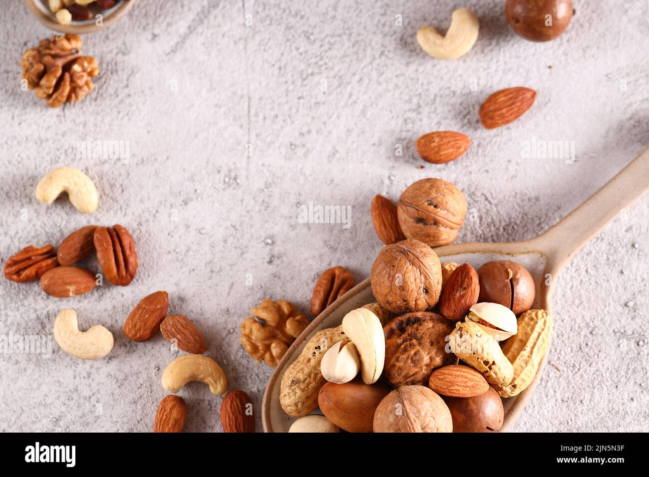 natural mix nuts, peeled and whole Stock Photo - Alamy