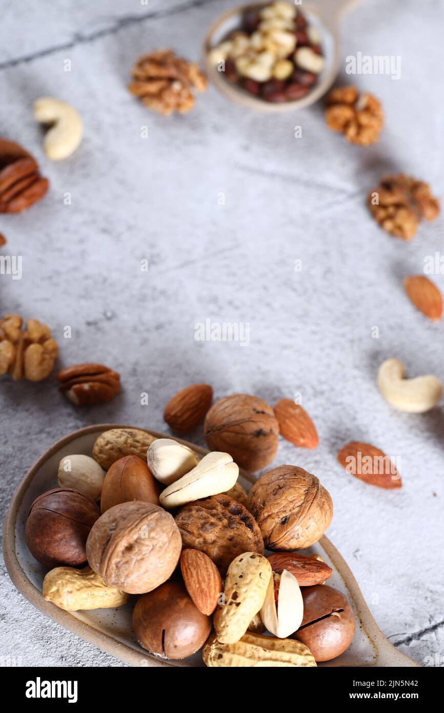 natural mix nuts, peeled and whole Stock Photo - Alamy