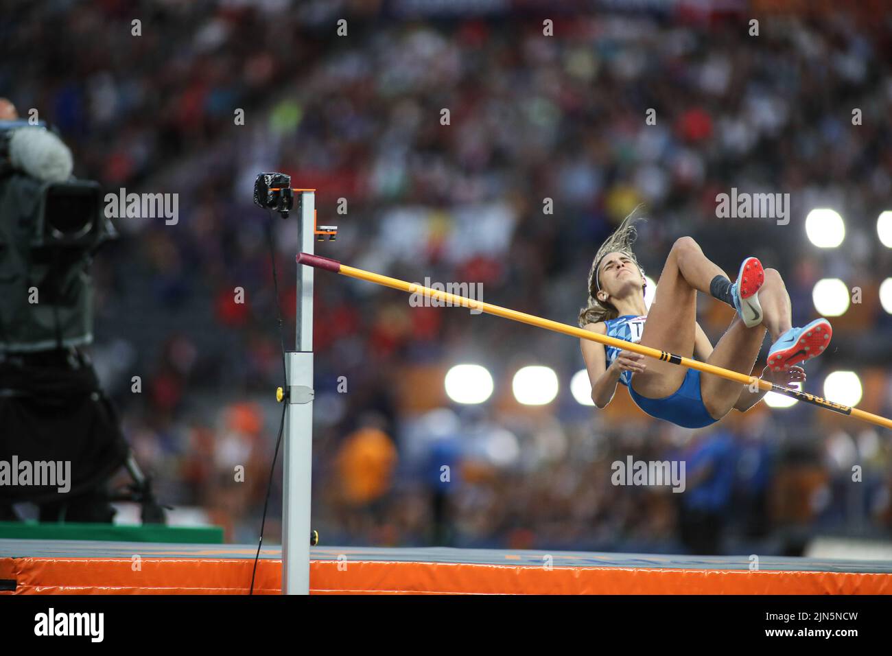 Alessia Trost participating in the high jump at the European Athletics ...