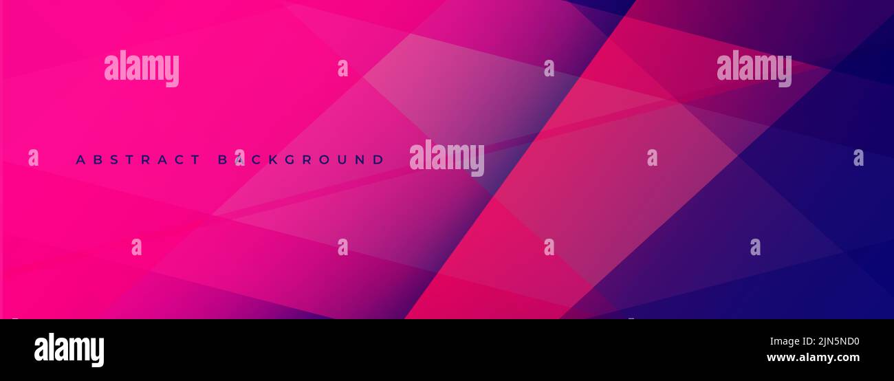 Pink and dark blue abstract modern wide banner with geometric shapes ...
