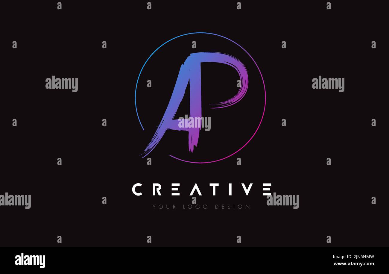 Creative Colorful AP Brush Letter Logo Design. Artistic Handwritten ...