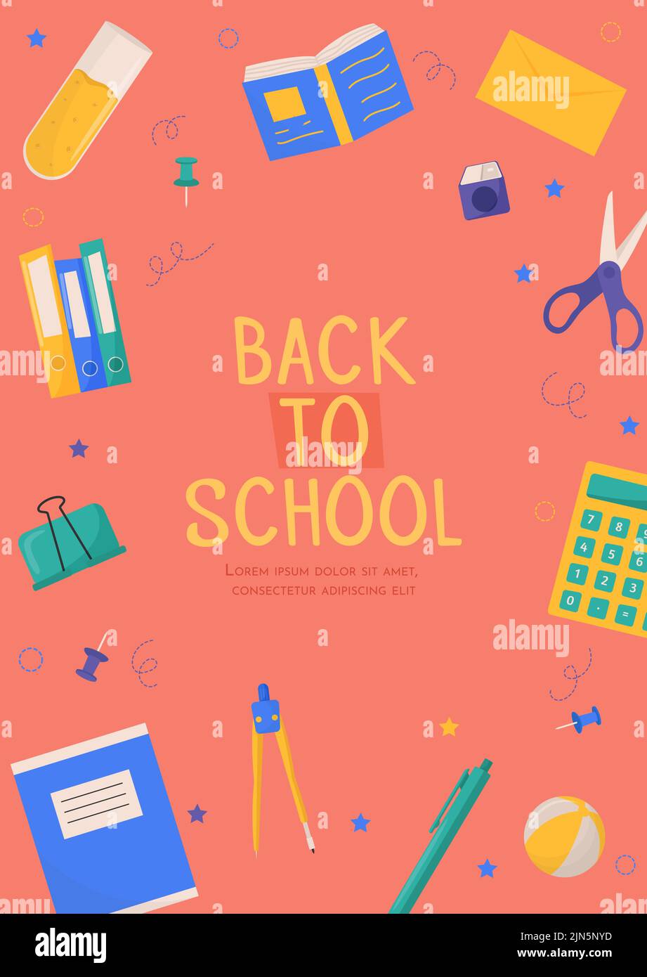Back to school card with colorful school supplies. Colorful back to ...