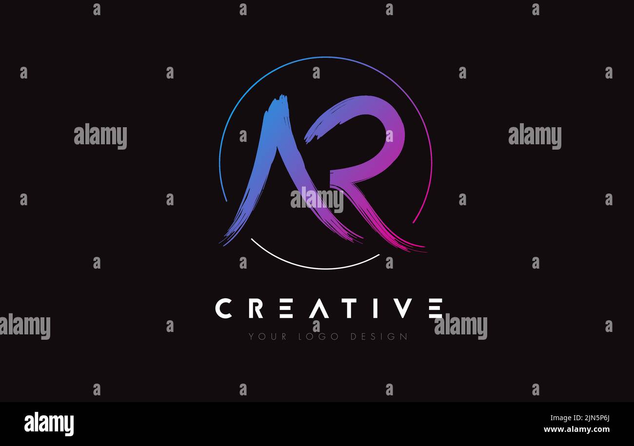 Creative Colorful AR Brush Letter Logo Design. Artistic Handwritten ...