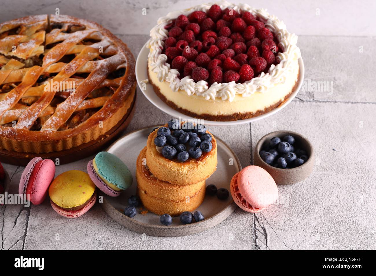 assorted fresh dessert pastries pie cake Stock Photo - Alamy