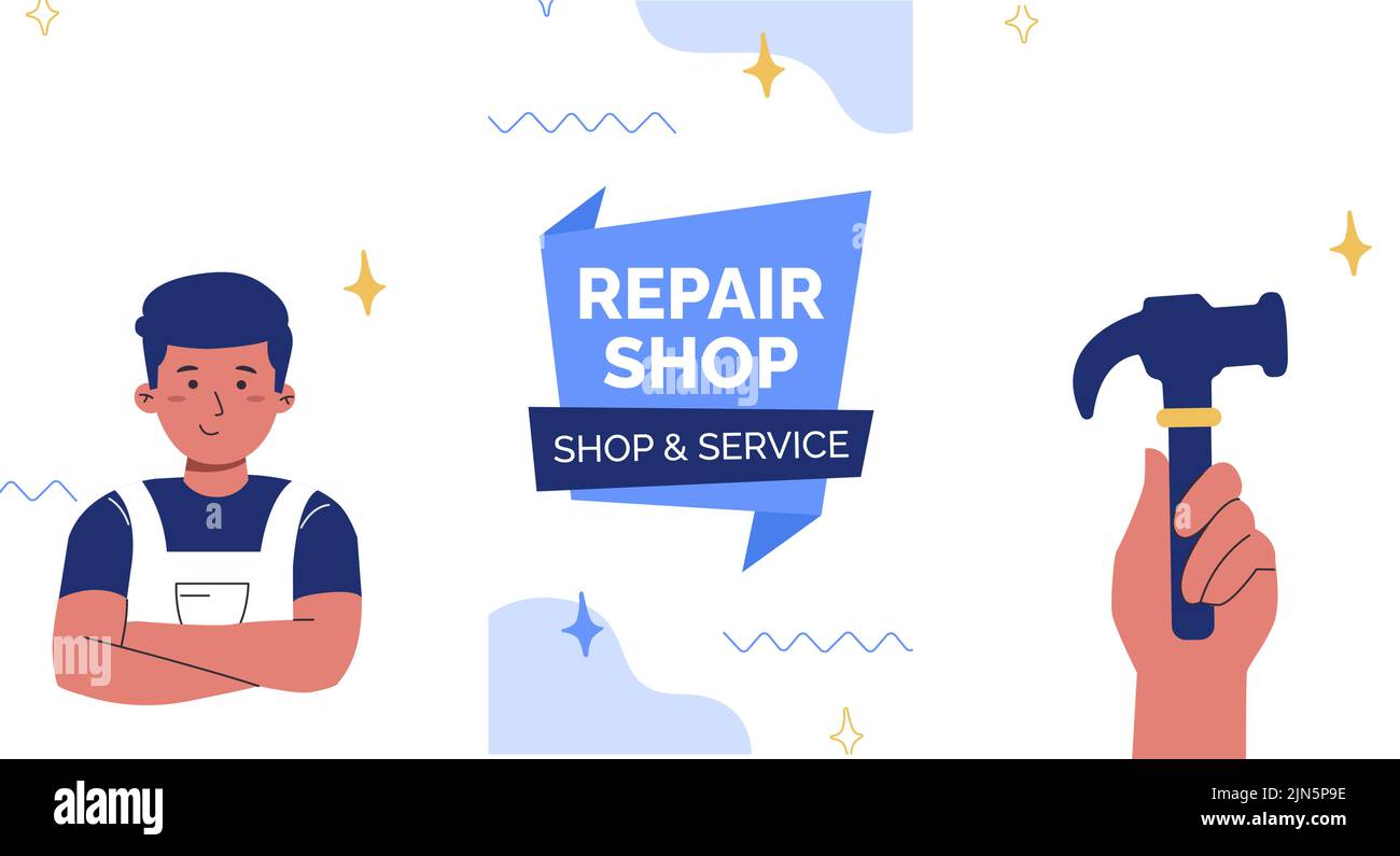 Flat car repair shop services posts stories set Vector illustration ...