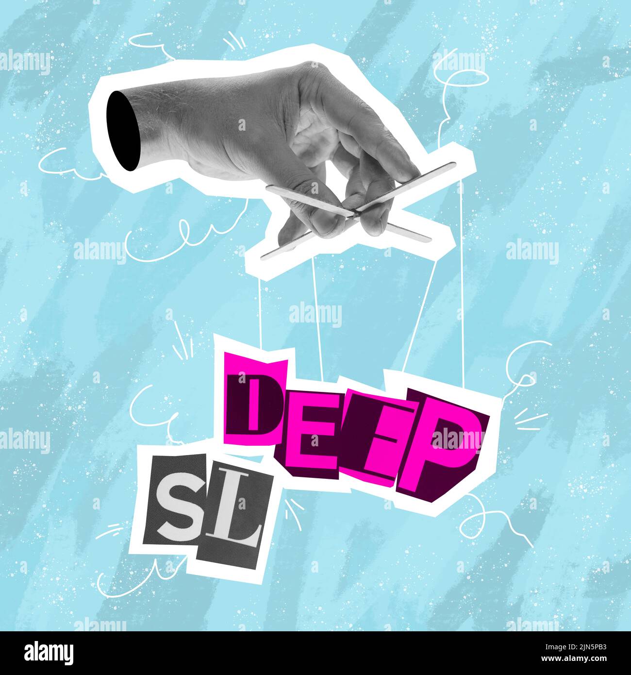 Surreal conceptual poster. Human hand offers to make a choice between ...