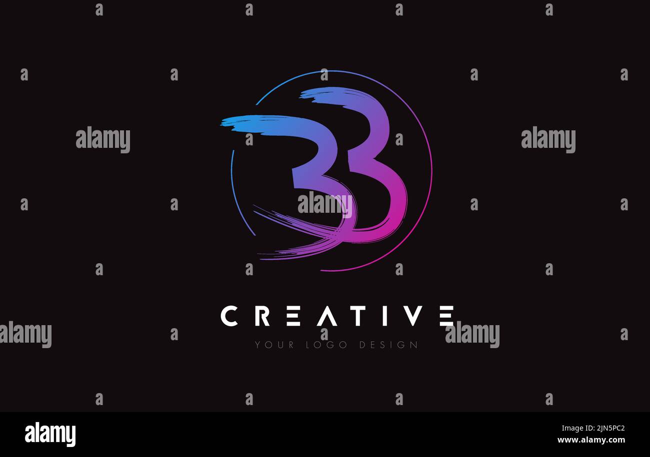 Creative Colorful BB Brush Letter Logo Design. Artistic Handwritten ...