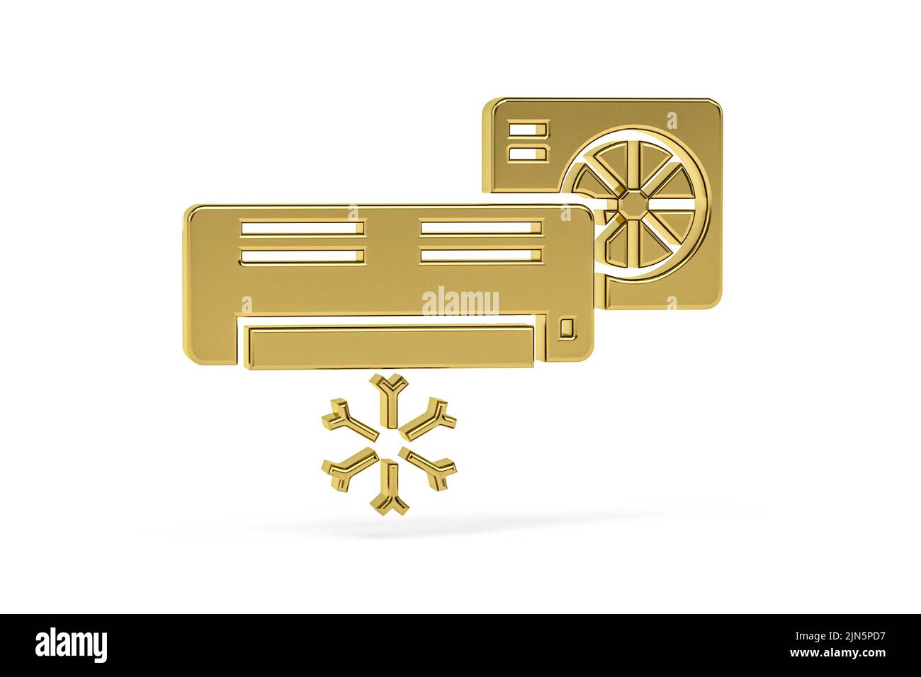Golden 3d air conditioning icon isolated on white background - 3d ...
