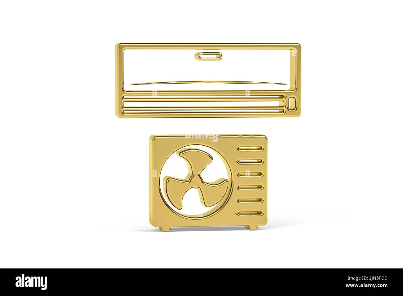Golden 3d air conditioning icon isolated on white background - 3d ...
