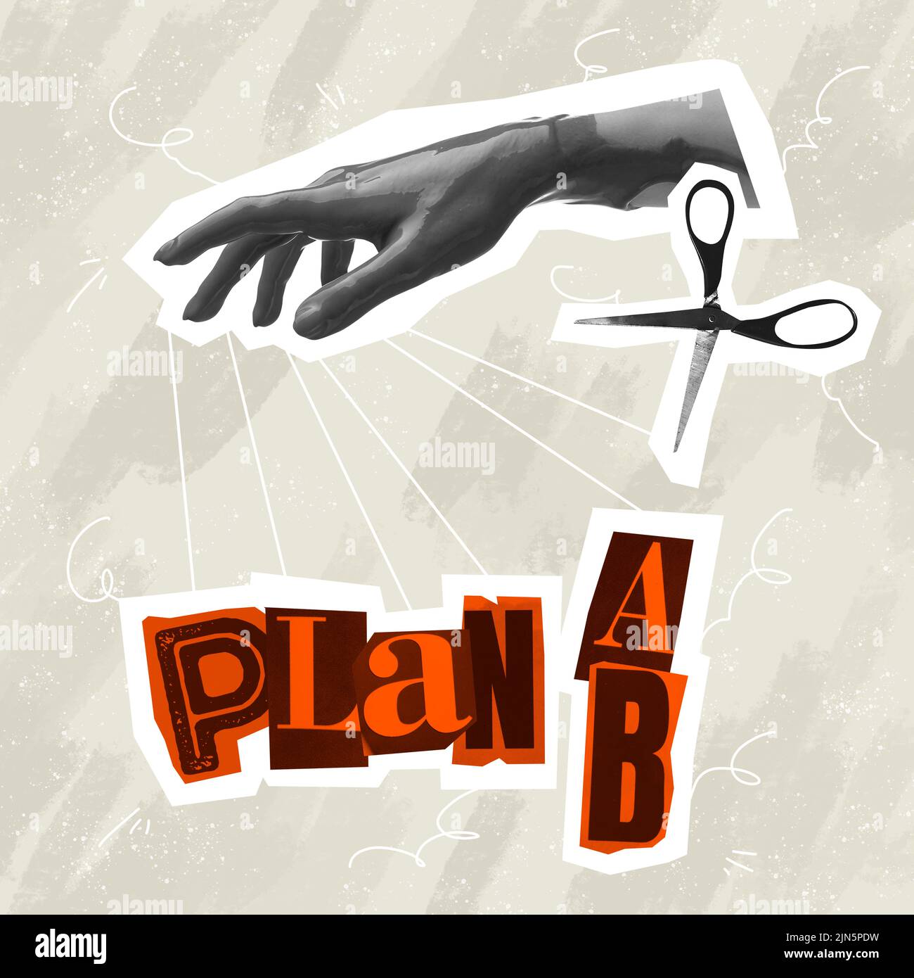 Surreal conceptual poster. Human hand offers to make a choice between ...