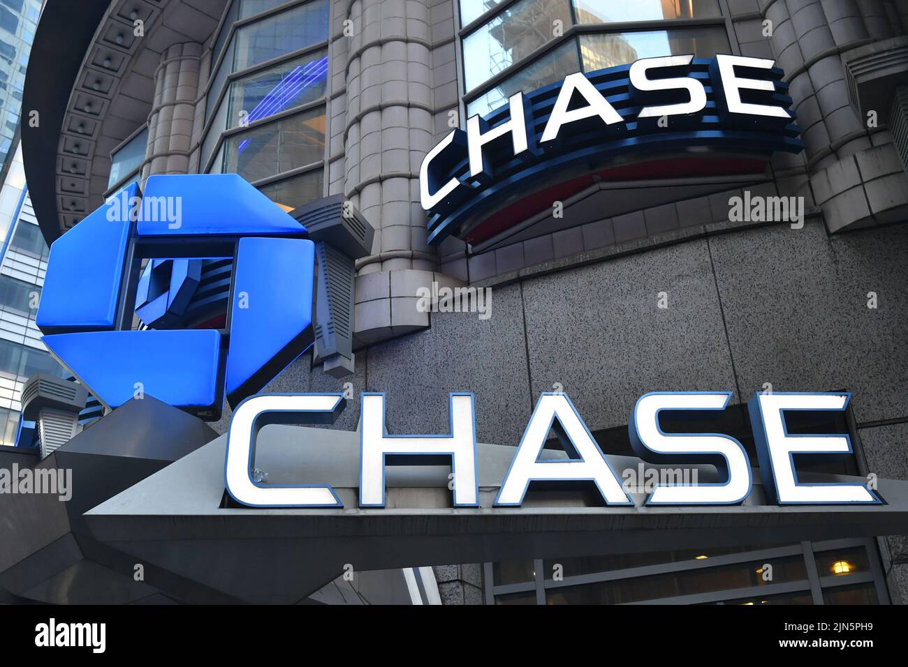 Chase Bank signage in Times Square on August 8, 2022 in New York Stock ...