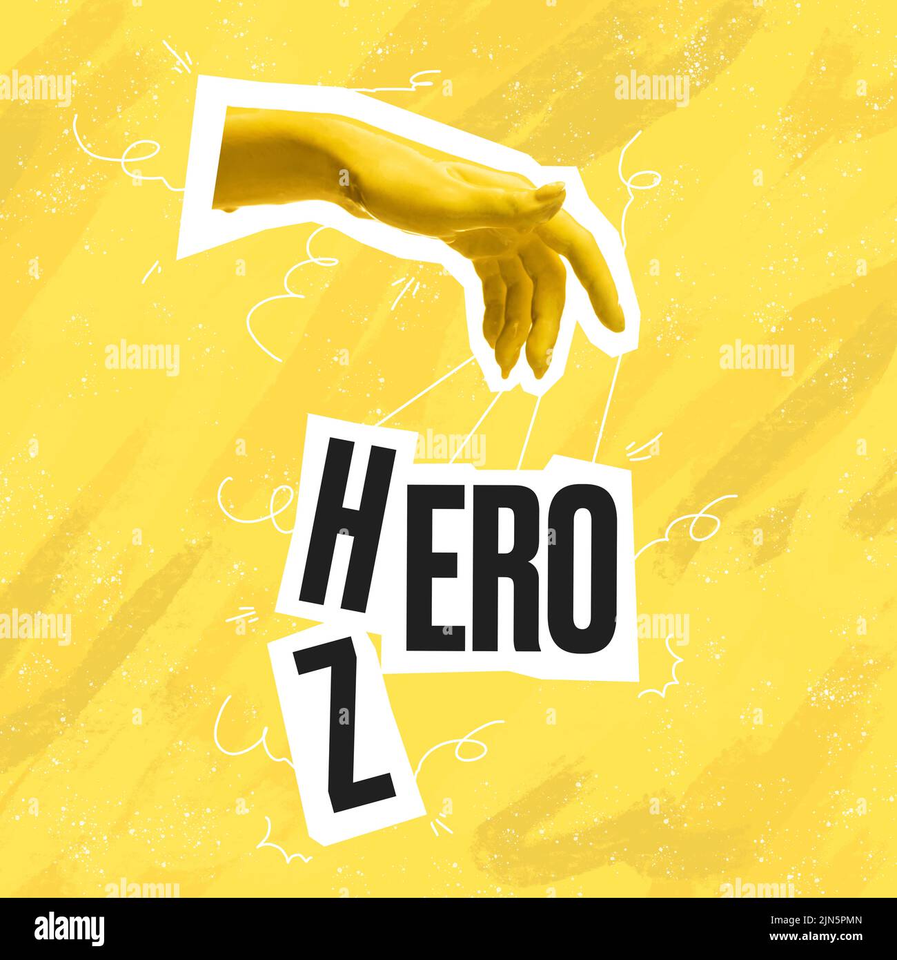 Surreal conceptual poster. Human hand offers to make a choice between ...