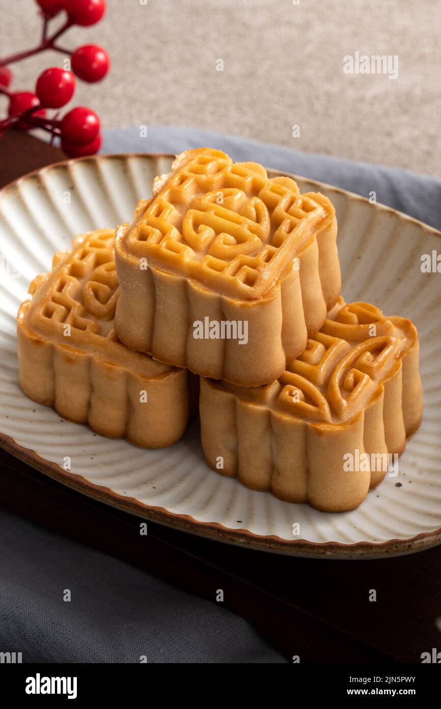 Delicious mung bean moon cake for Mid-Autumn Festival food mooncake on ...
