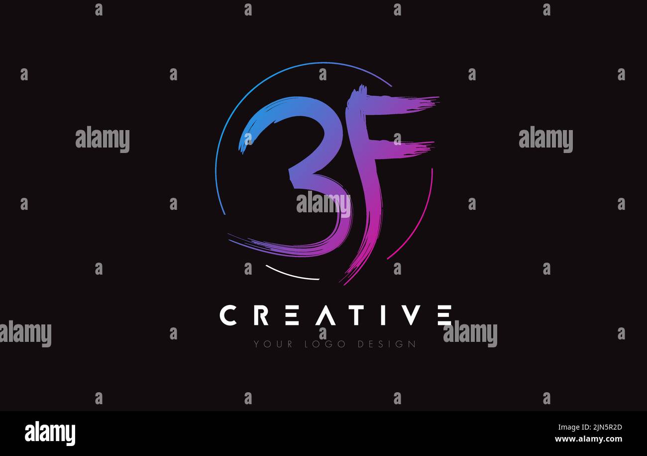 Creative Colorful BF Brush Letter Logo Design. Artistic Handwritten ...
