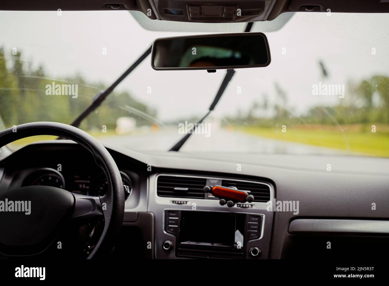 Driving car in bad weather conditions. Heavy rain Stock Photo - Alamy