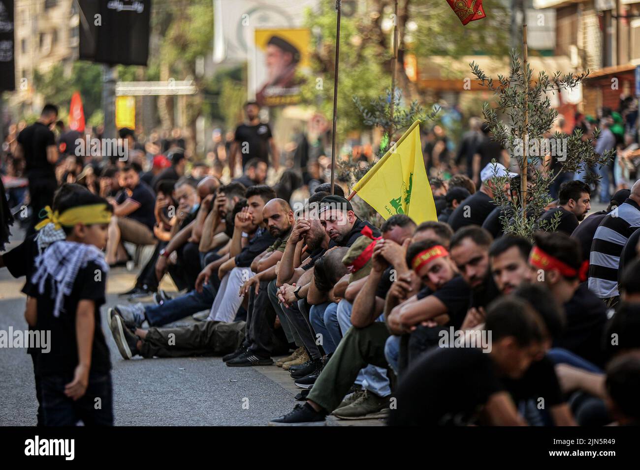 Beirut, Lebanon. 09th Aug, 2022. Supporters of Hezbollah, the Lebanese ...