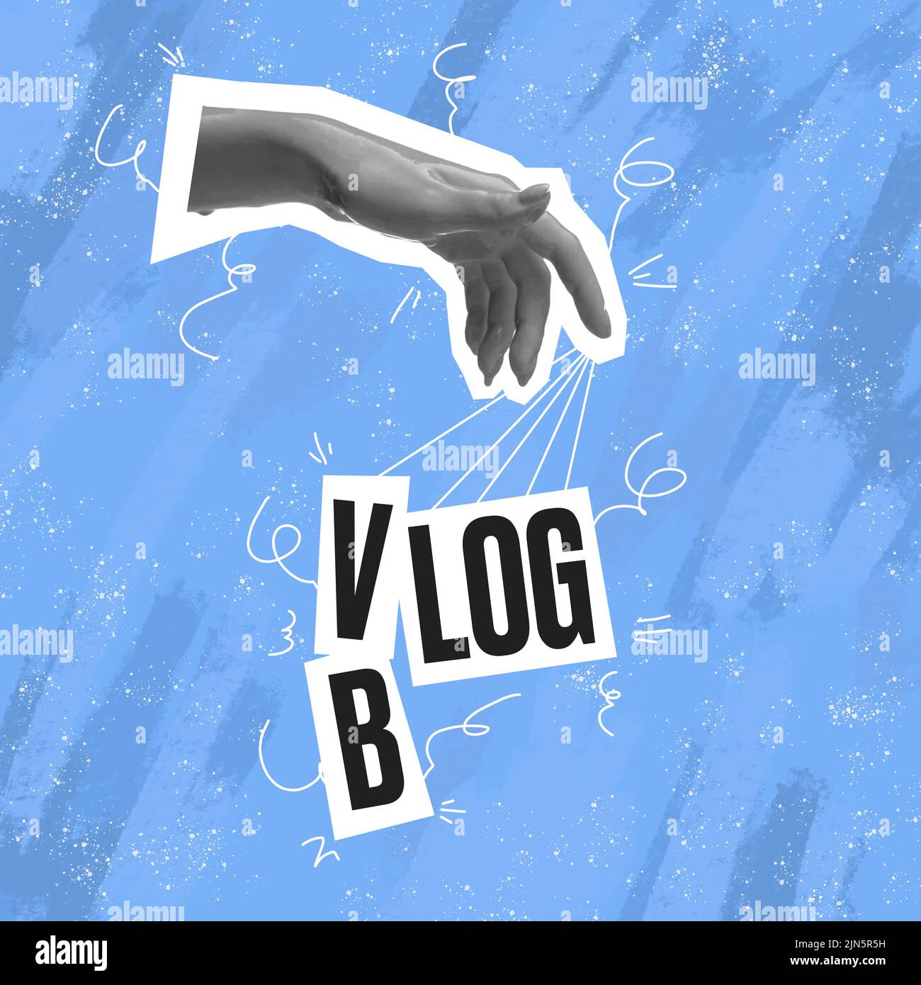 Surreal conceptual poster. Human hand offers to make a choice between ...