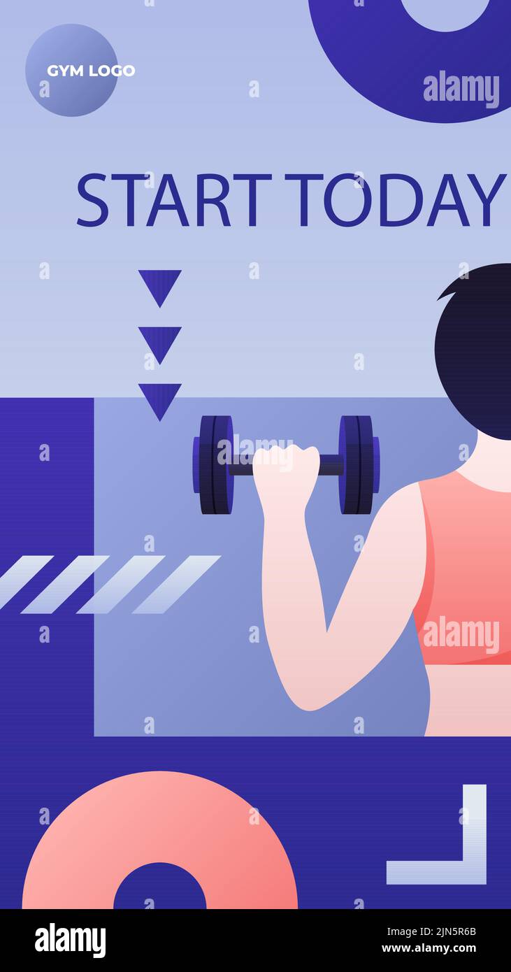 Gradient gym training and exercise posts stories set Vector ...