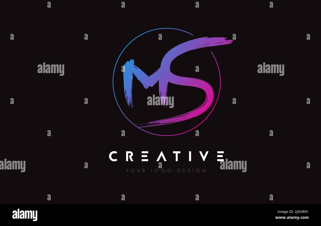 Creative Colorful MS Brush Letter Logo Design. Artistic Handwritten ...
