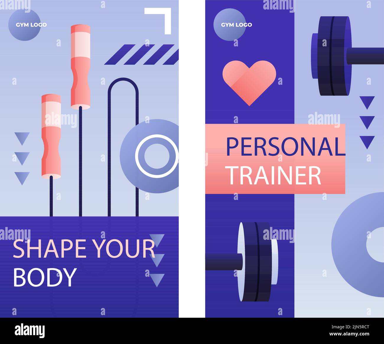 Gradient gym training and exercise posts stories set Vector ...