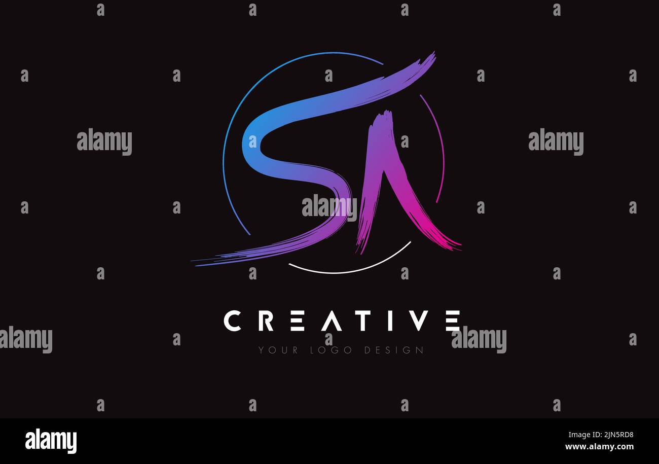 Creative Colorful SA Brush Letter Logo Design. Artistic Handwritten ...