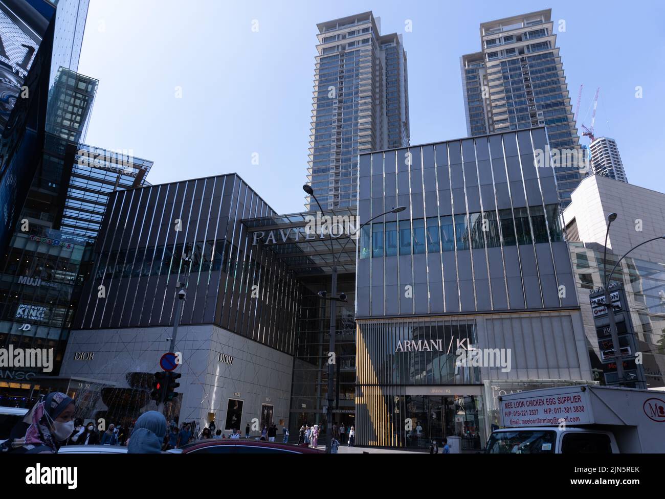 A low angle view of the Pavillion Mall in Kuala Lumpur, Malaysia with ...