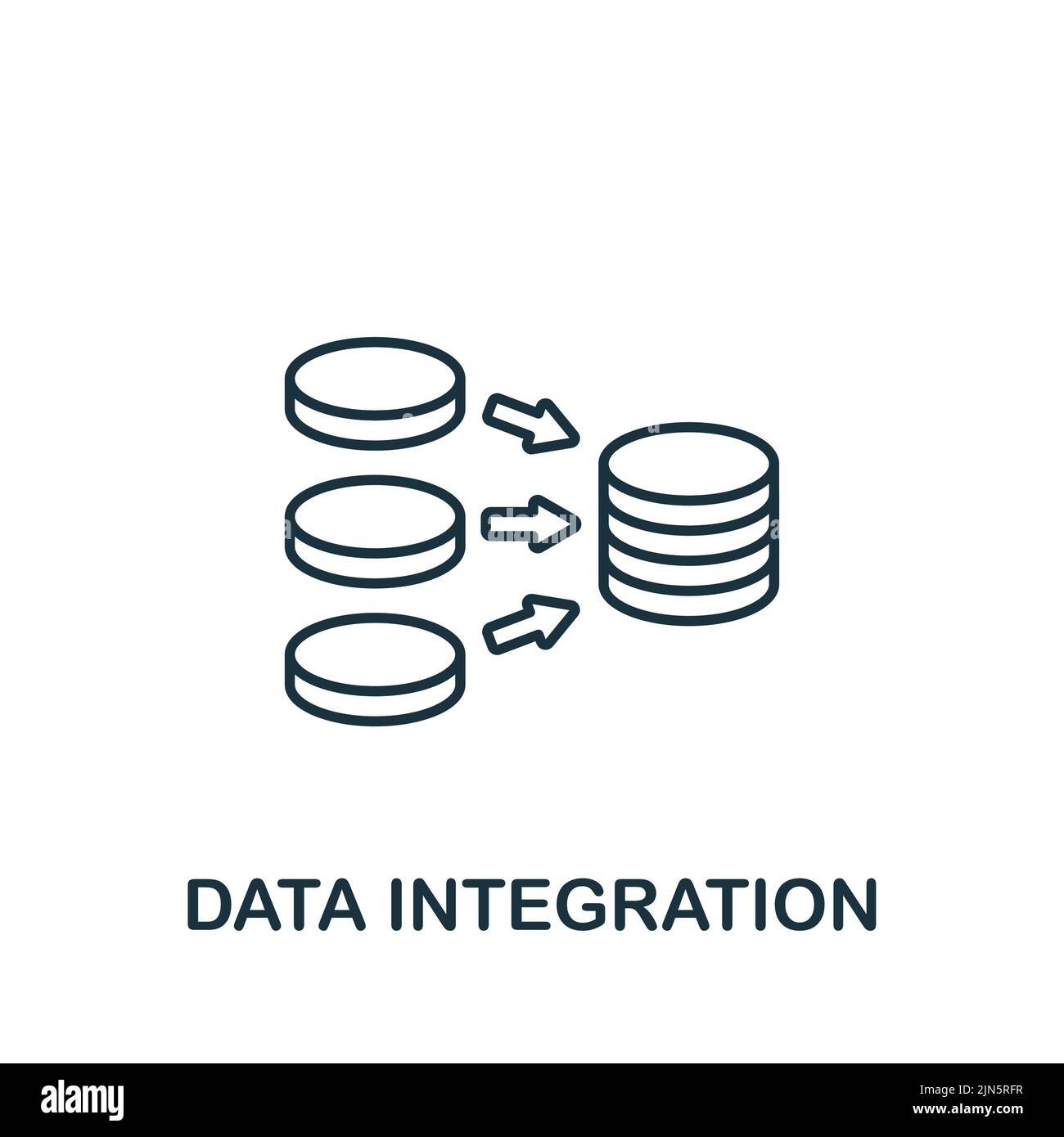 Data Integration icon. Monochrome simple line Data Science icon for ...