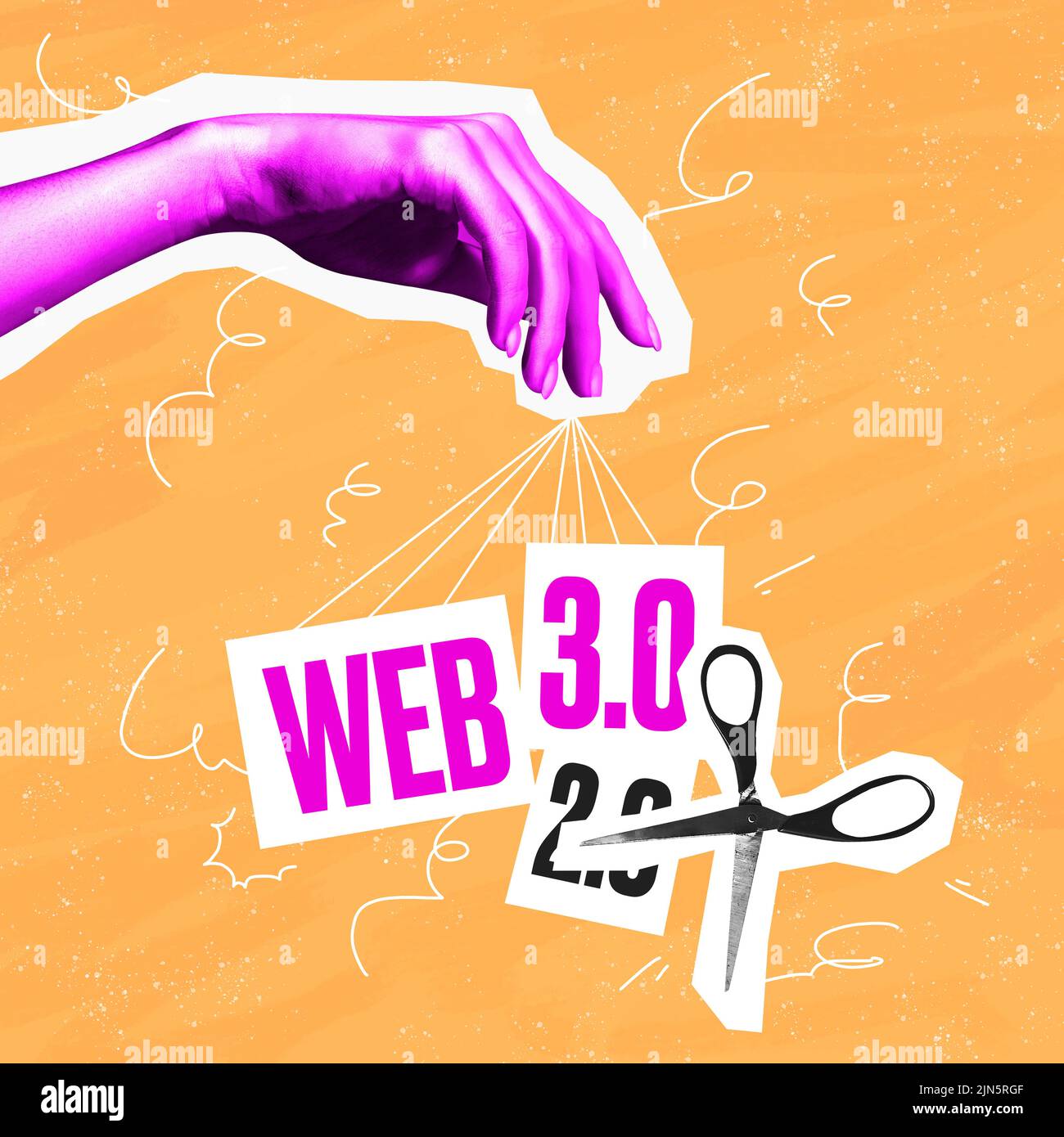 Surreal conceptual poster. Human hand offers to make a choice between ...